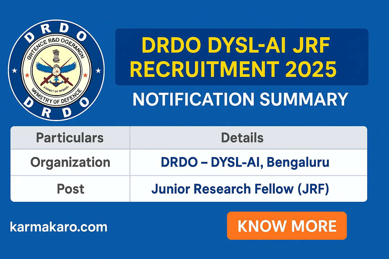 DRDO DYSL-AI JRF 2025: Earn ₹48K/Month to Work on Secret AI Defense Projects! Apply Now