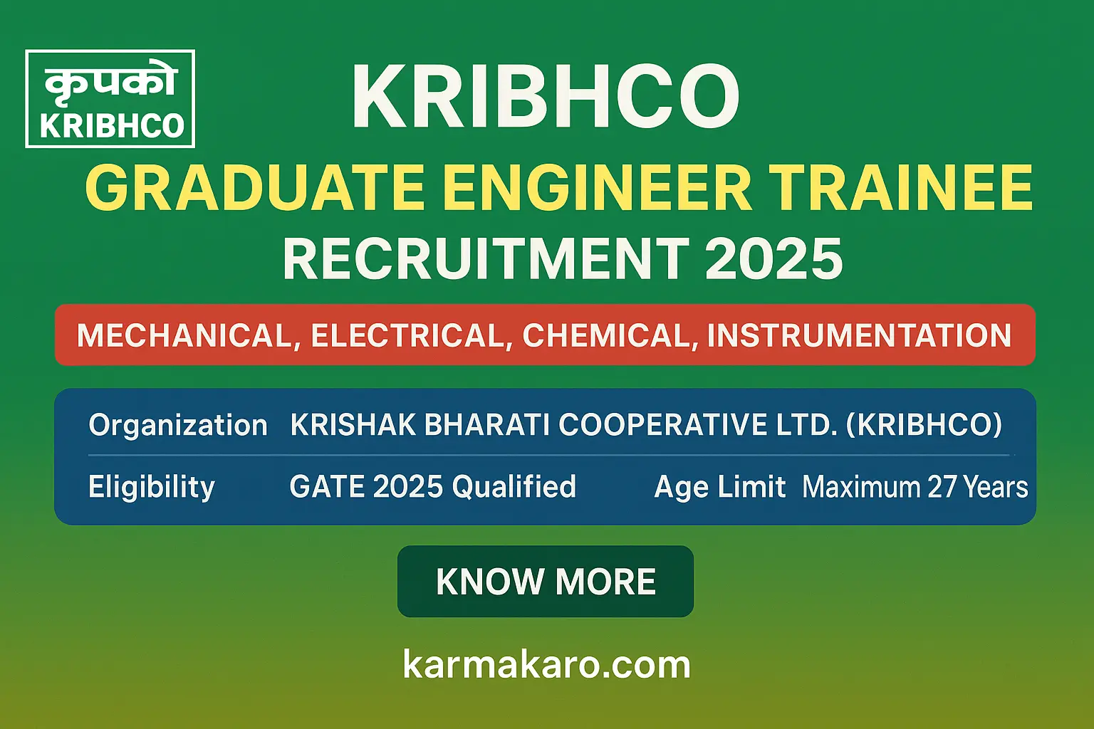 KRIBHCO GET Recruitment 2025: Apply Online for Graduate Engineer Trainee Posts Before June 17