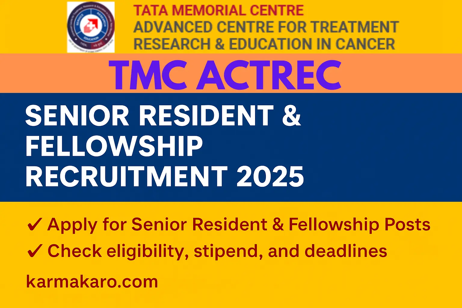 TMC ACTREC Recruitment 2025: Apply for Senior Resident & Fellowship ...