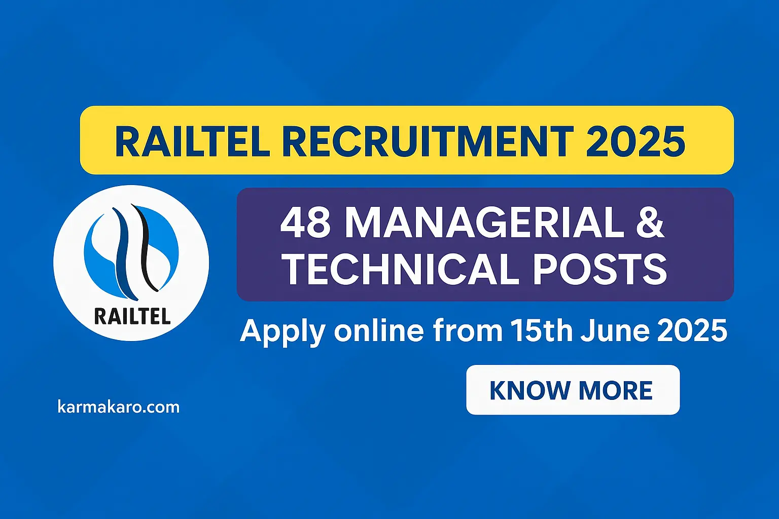 RAILTEL Recruitment 2025: Apply Online for 48 Managerial & Technical Posts