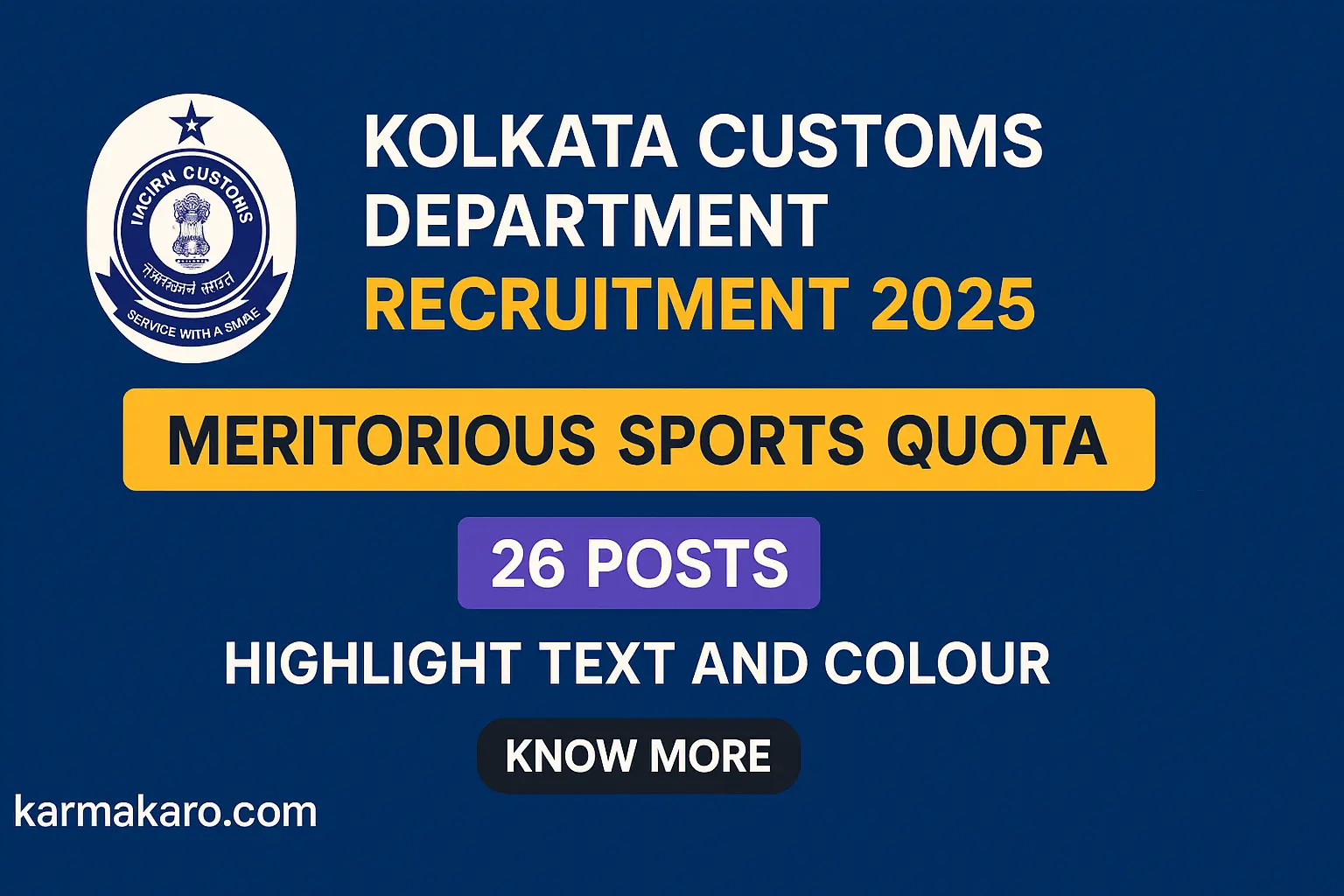 Kolkata Customs Recruitment 2025: Apply Online for 26 MTS, Havaldar & Tax Assistant Posts