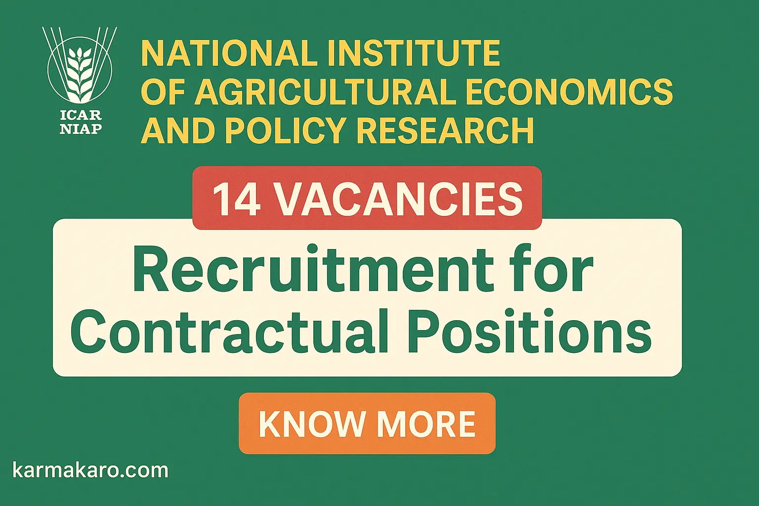 ICAR NIAP Recruitment 2025: Walk-In Interviews for 14 YP and RA Posts