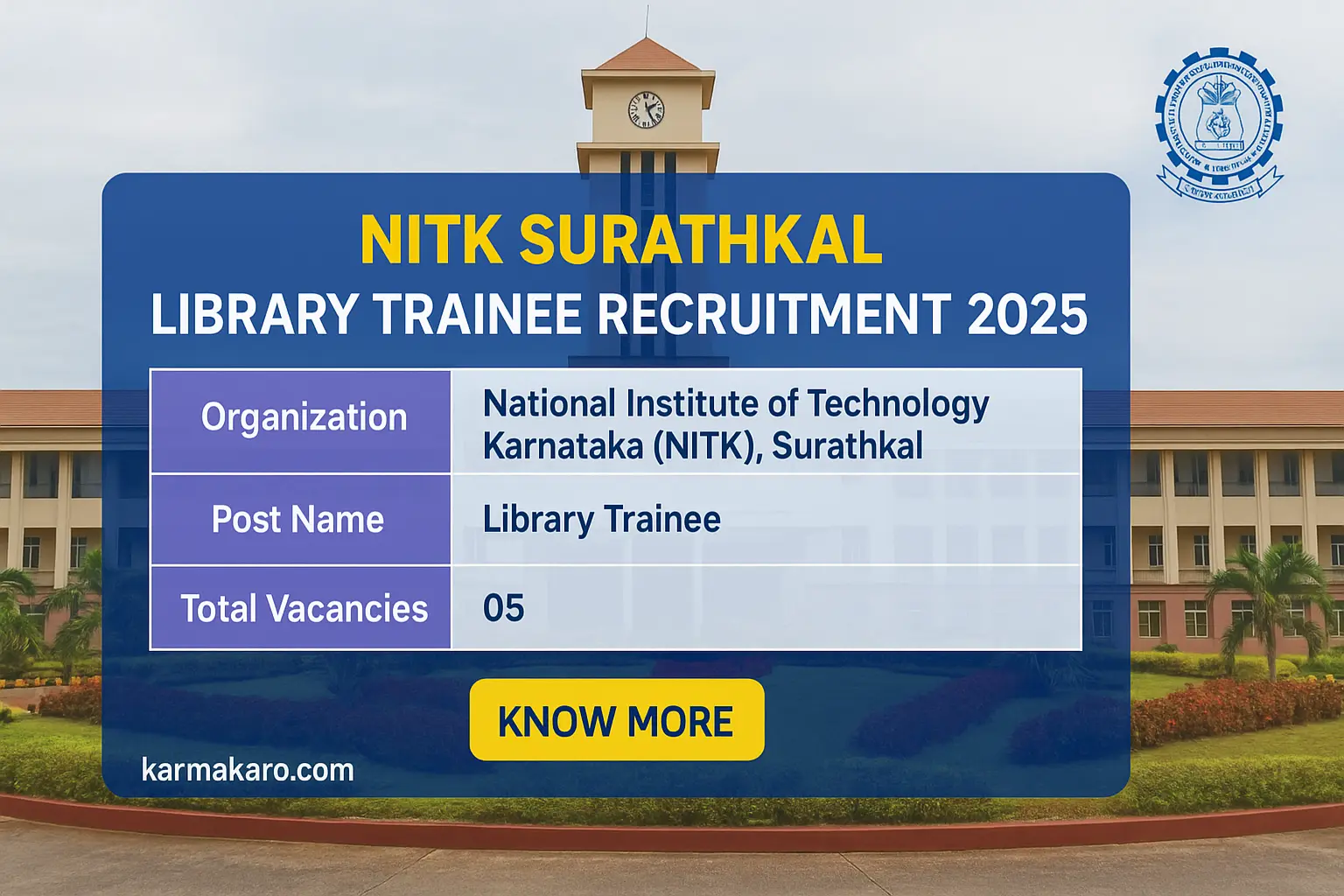 NITK Surathkal Library Trainee Recruitment 2025 – Apply for 5 Posts