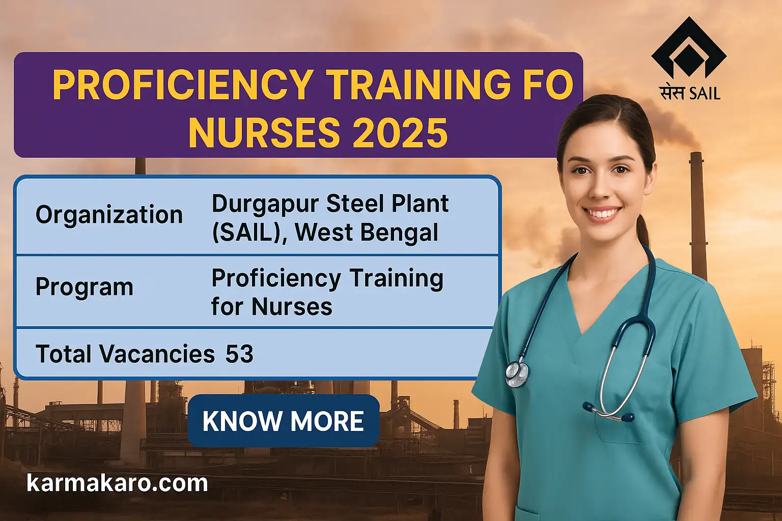 SAIL Steel Plant Proficiency Training for Nurses 2025 – Apply for 53 Vacancies
