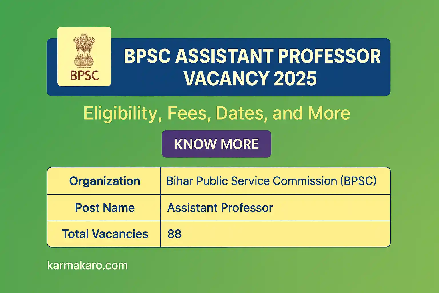 BPSC Assistant Professor Recruitment 2025 - Apply Online for 88 Vacancies