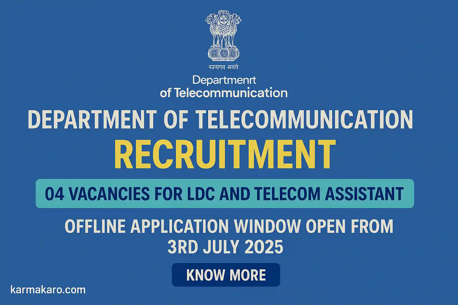 DoT Recruitment 2025 - Apply Offline for LDC & Telecom Assistant Posts ...