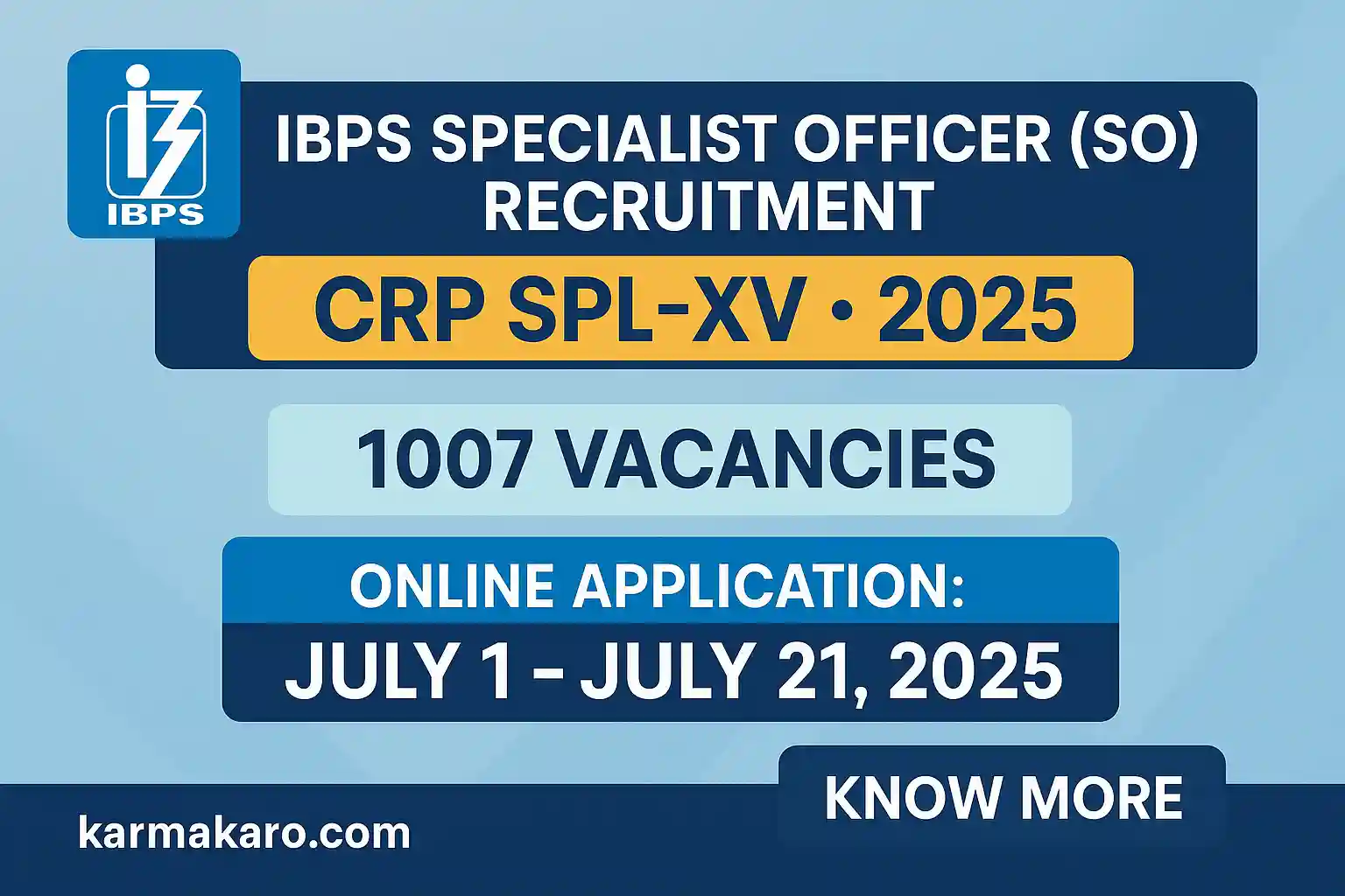 IBPS SO Recruitment 2025 - Apply Online for 1007 Specialist Officer Posts