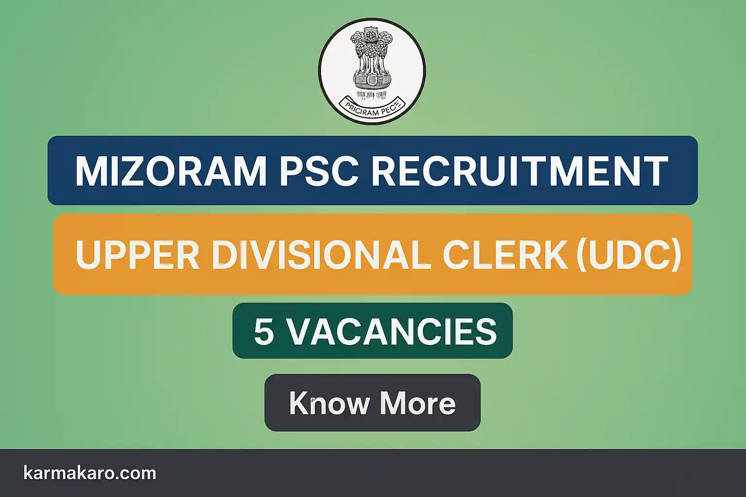 Mizoram PSC Recruitment 2025 || Apply Online for 5 Upper Divisional Clerk (UDC) Posts