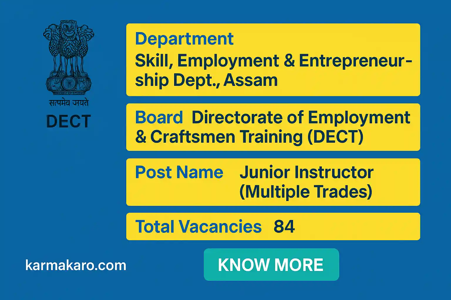 Assam Junior Instructor Recruitment 2025 – Apply Online for 84 ITI ...