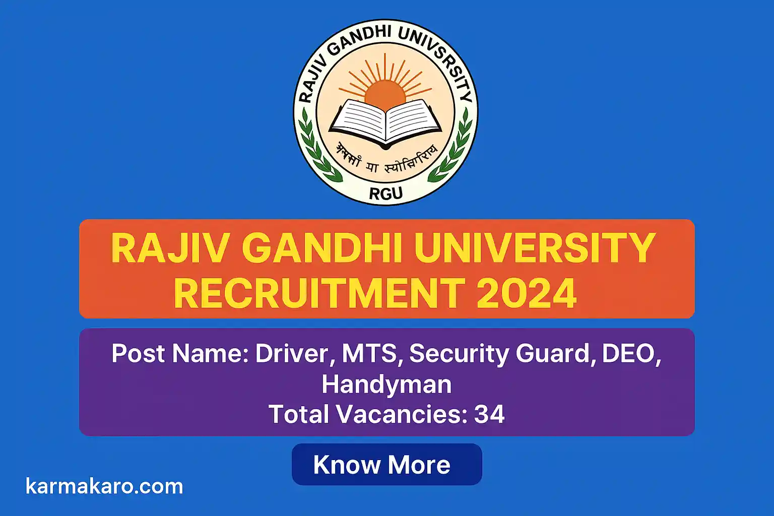 Rajiv Gandhi University (RGU) Recruitment 2025 | Apply for 34 Driver ...