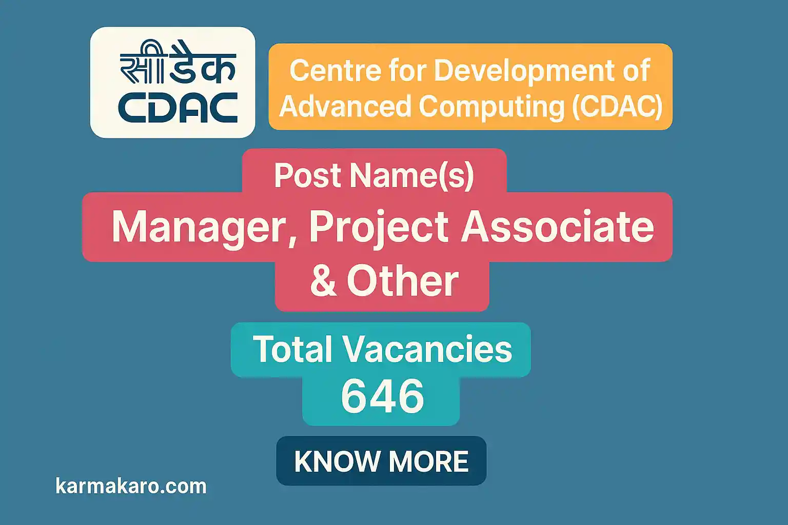 CDAC Recruitment 2025 | Apply Online for 646 Manager, Project Associate & Other Posts